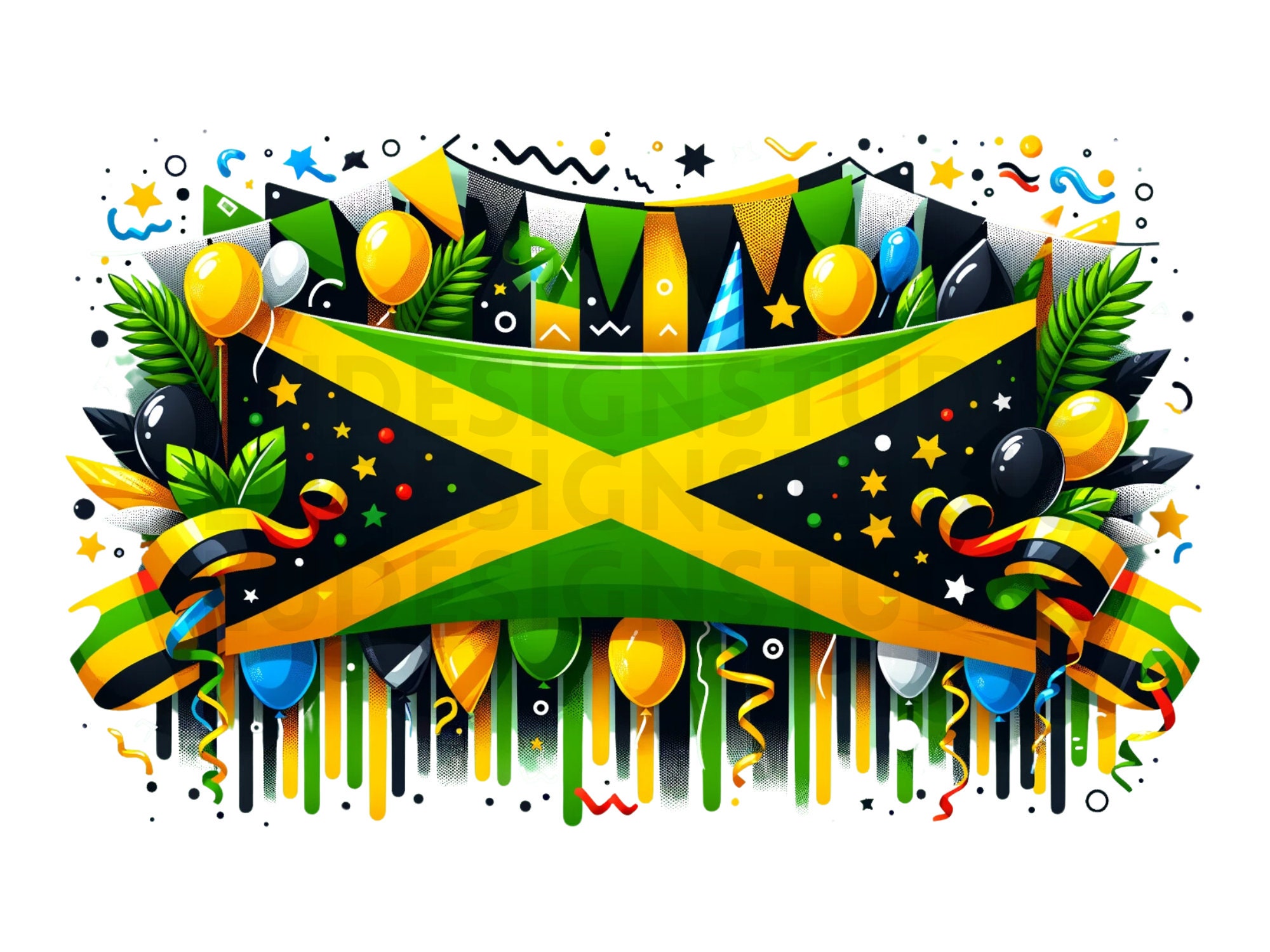 Jamaica Flag Balloon Clipart Banner Party Invitation Flyer Celebration ...