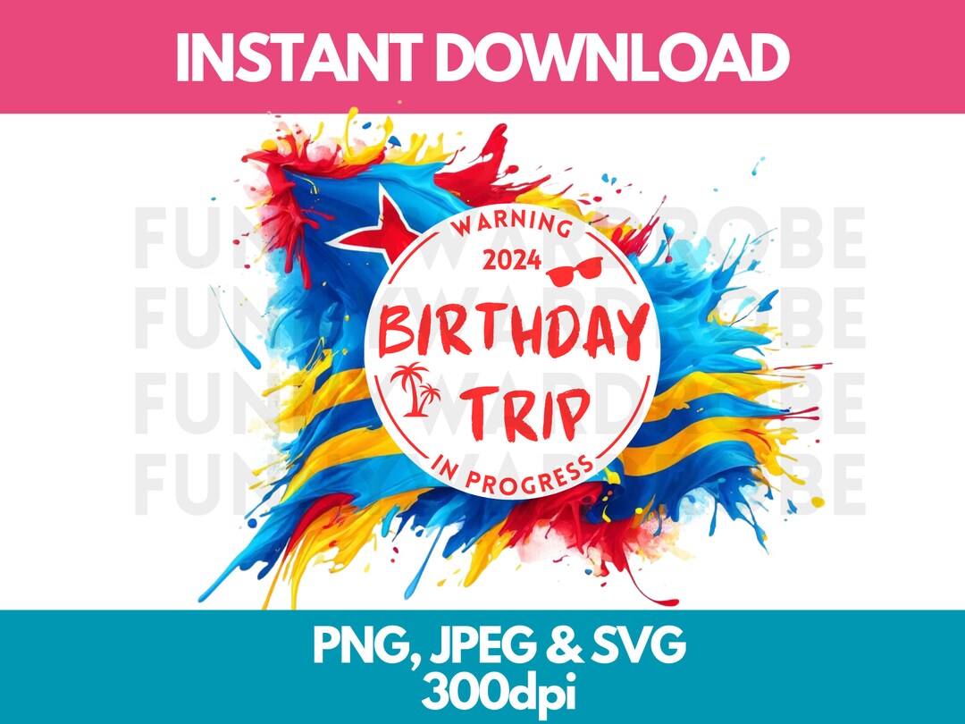 Aruba Birthday Trip 2024 Flag: Watercolor Clipart (digital Download) - Etsy