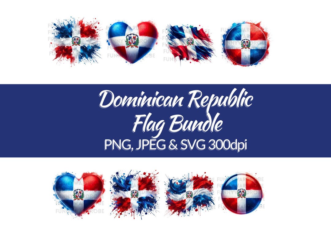 Dominican Republic Flag Bundle Watercolor Effect PNG SVG JPG Digital ...