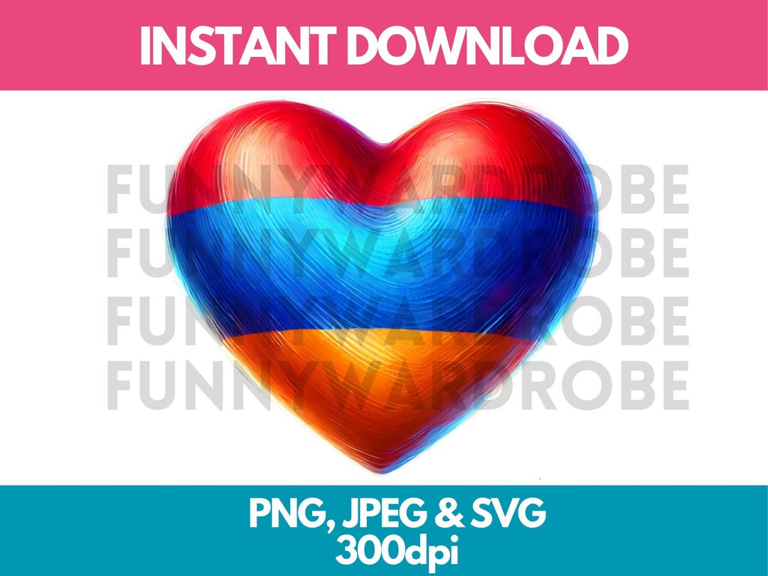 Armenia Heart Flag Watercolor Clipart (PNG, SVG, JPG Digital Download ...
