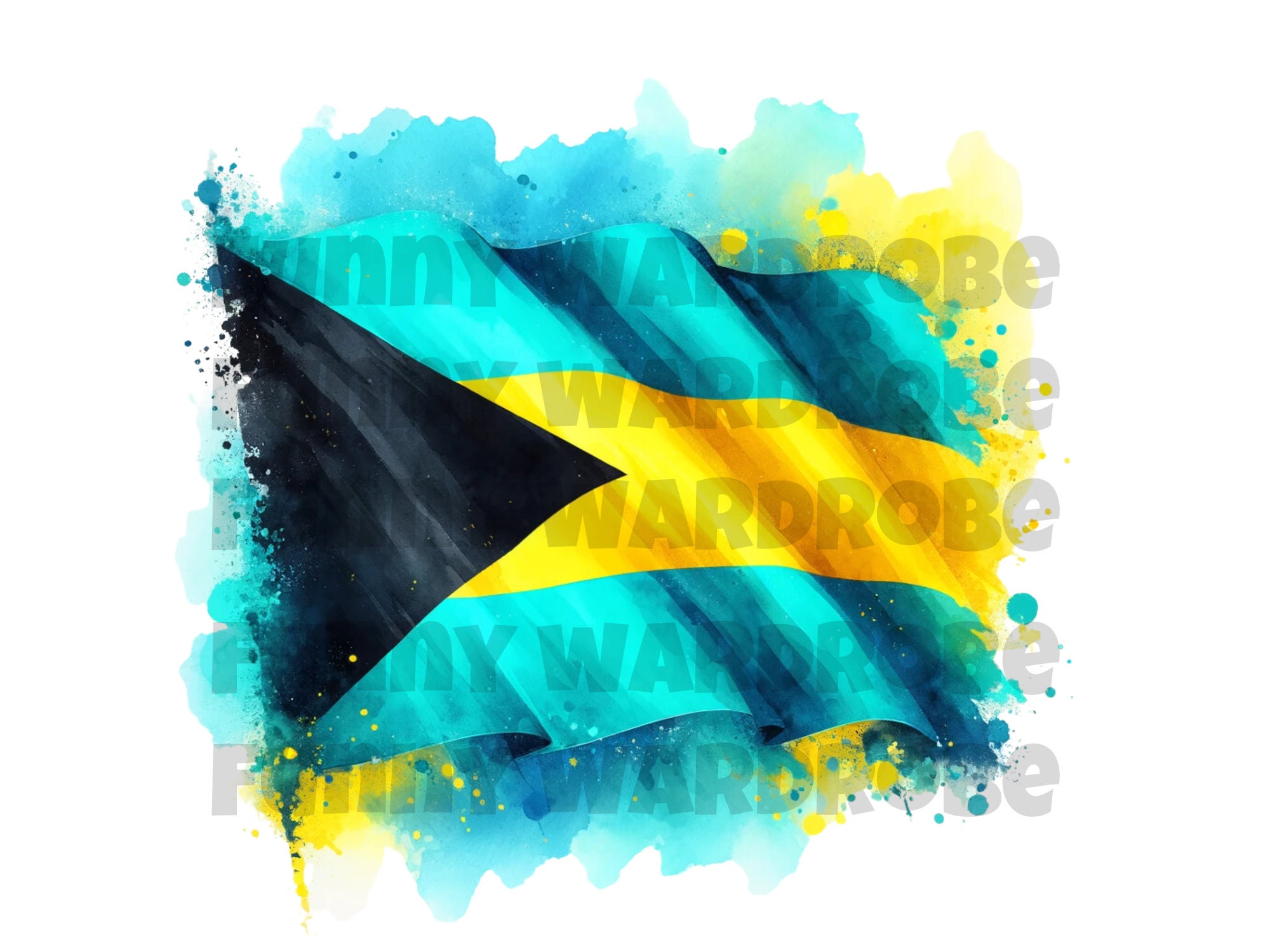 Bahamas Flag Watercolor Effect PNG SVG JPG Digital Clipart Clip Art ...