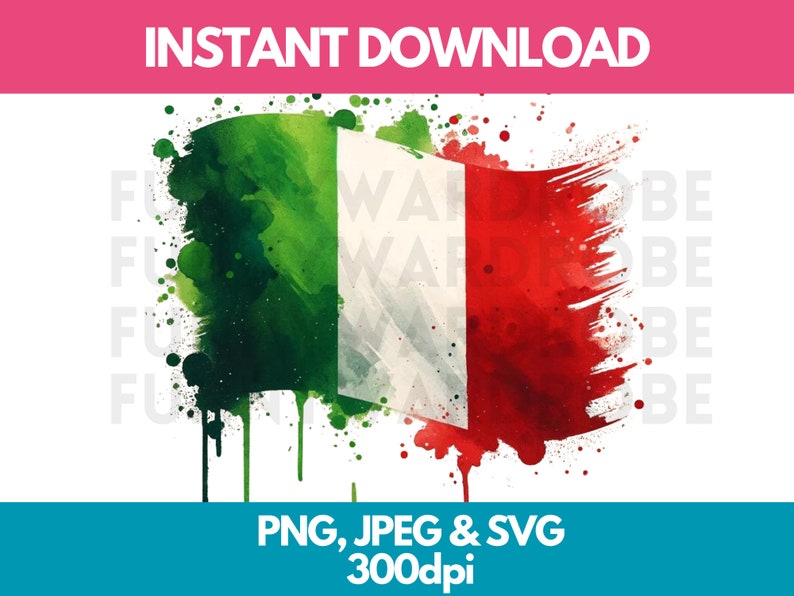 Italy Flag Watercolor Effect PNG SVG JPG Digital Clipart Clip Art ...