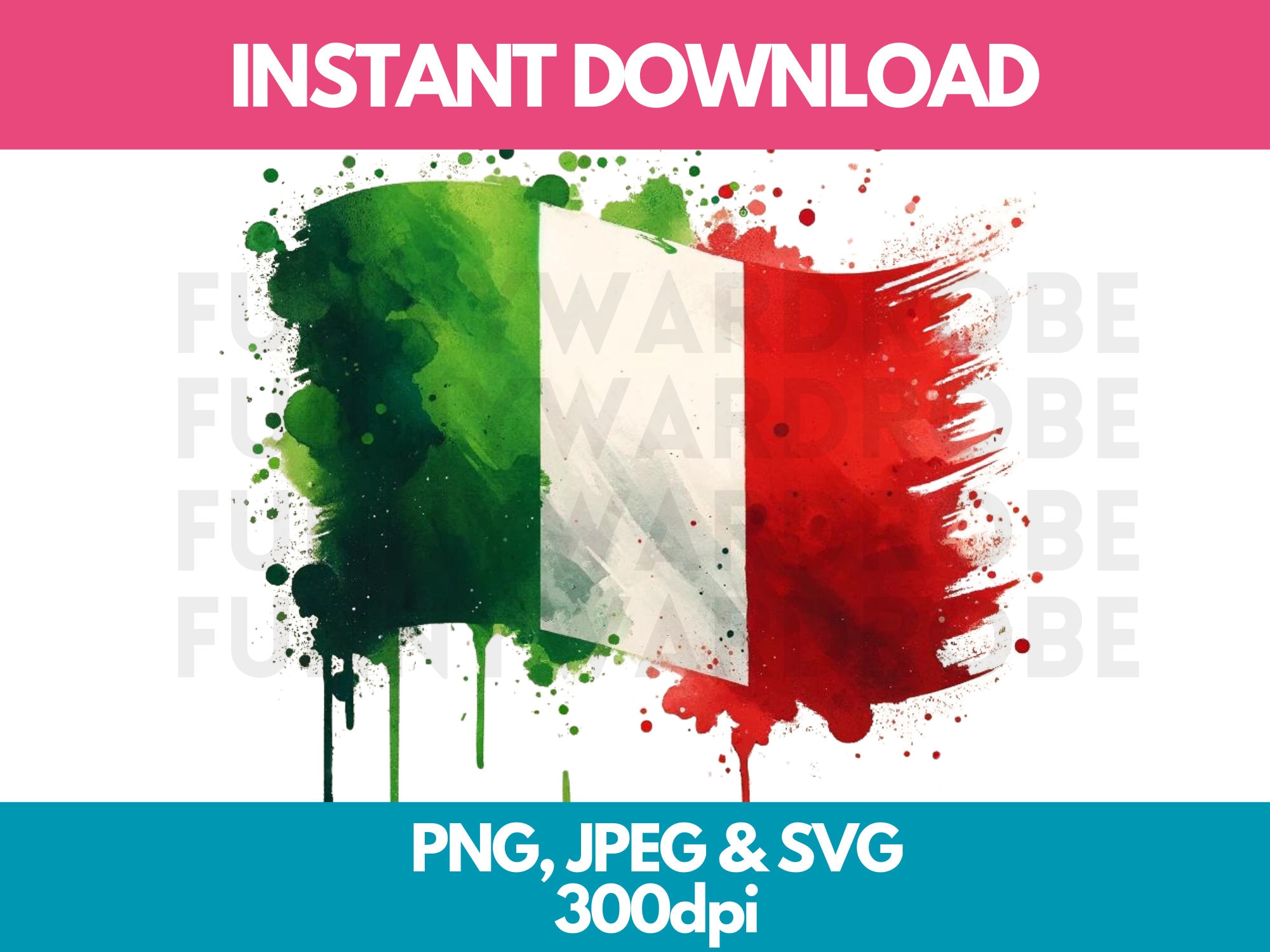 Italy Flag Watercolor Effect PNG SVG JPG Digital Clipart Clip Art ...