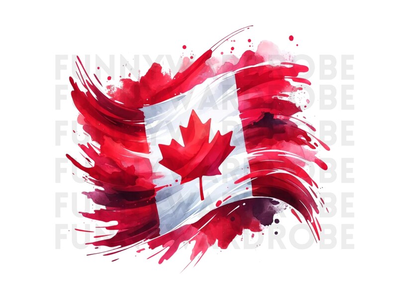 Canada Flag Watercolor Effect PNG SVG JPG Digital Clipart Clip Art ...