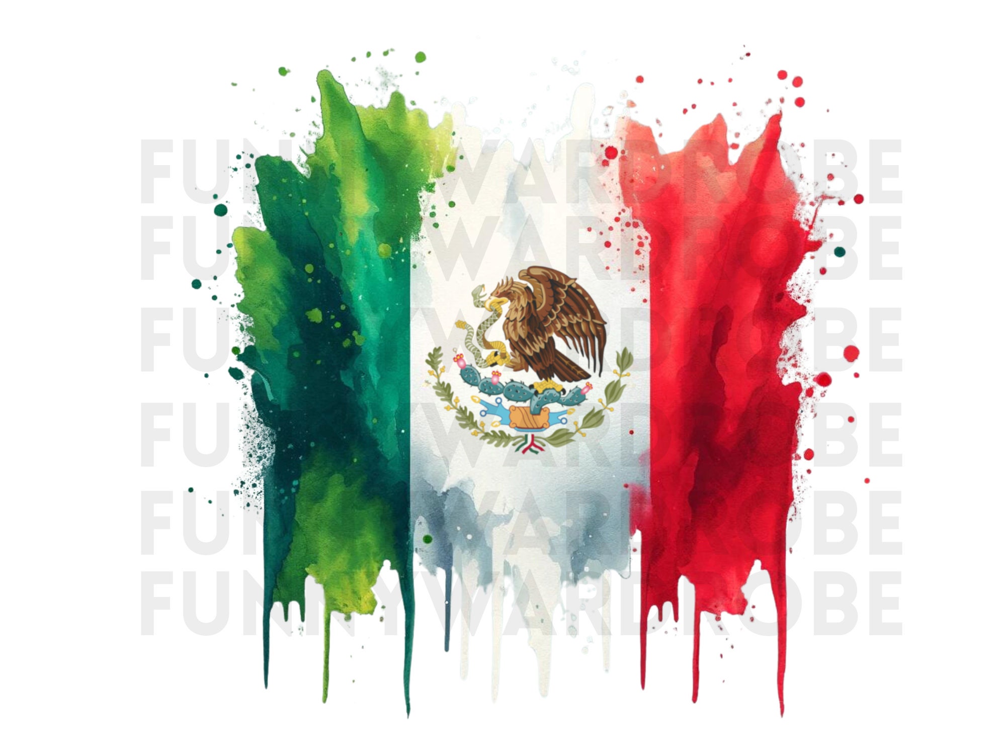 Mexico Flag Watercolor Effect PNG SVG JPG Digital Clipart Clip Art ...