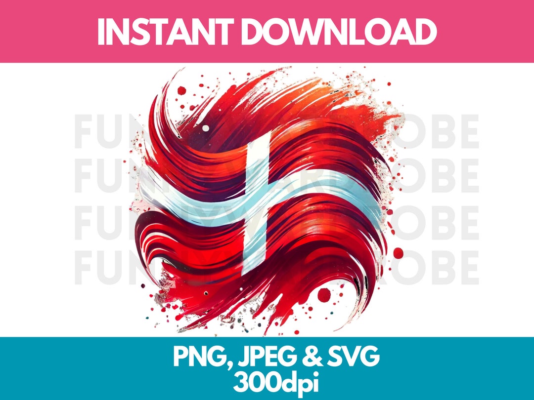 Denmark Flag PNG SVG JPG Watercolor Effect Digital Clipart Clip Art ...