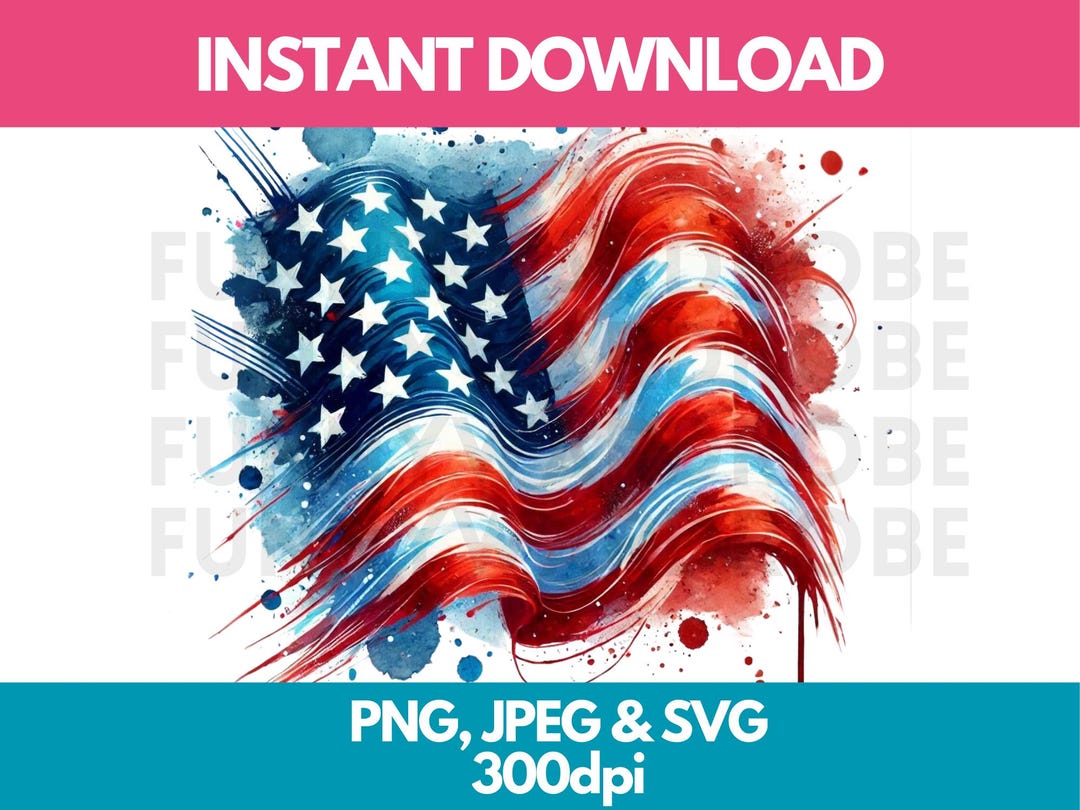 Watercolor American Flag Clipart: PNG, SVG, JPG (digital Download) - Etsy
