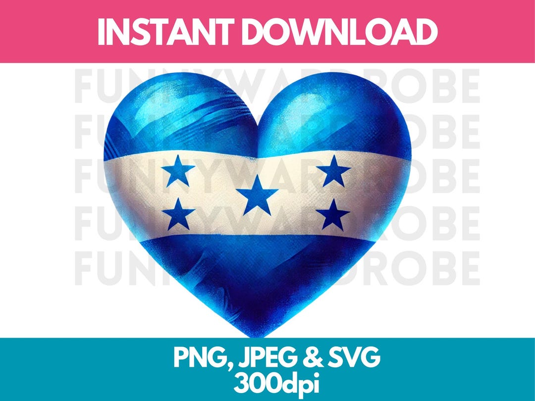 Honduras Flag PNG SVG JPG Heart Watercolor Effect Digital Clipart Clip ...