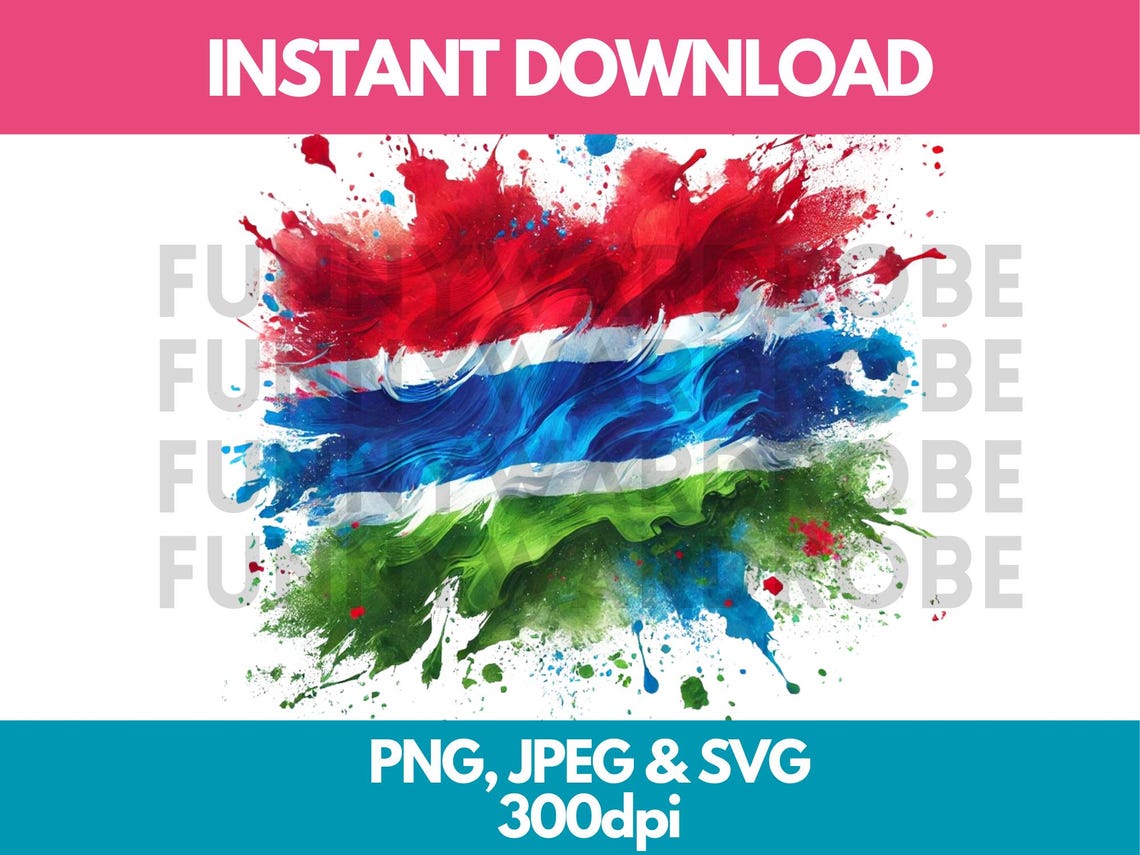 Gambia Flag Watercolor Clipart: PNG SVG JPG (digital Download) - Etsy