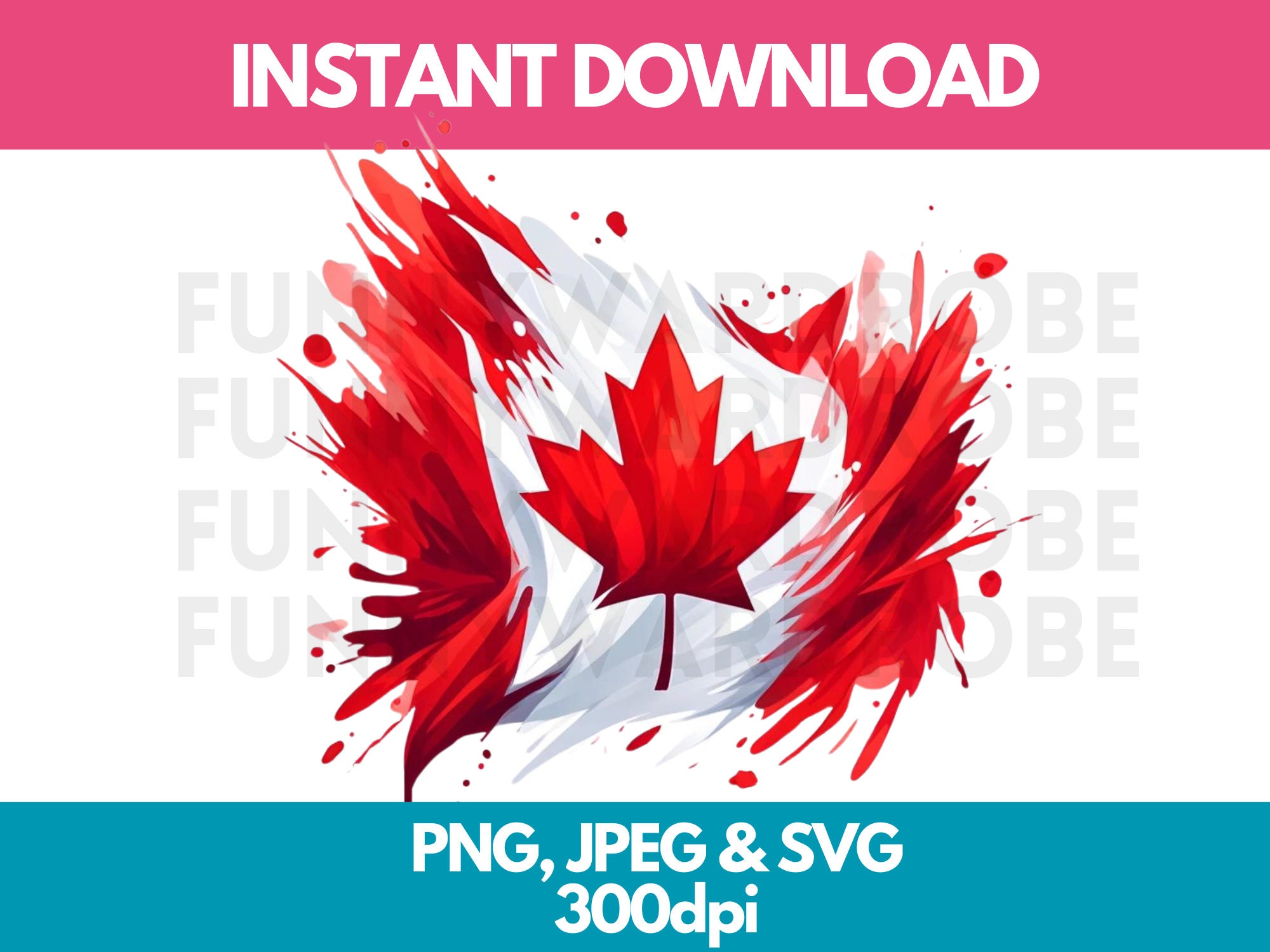 Canada Flag Watercolor Effect PNG SVG JPG Digital Clipart Clip Art ...