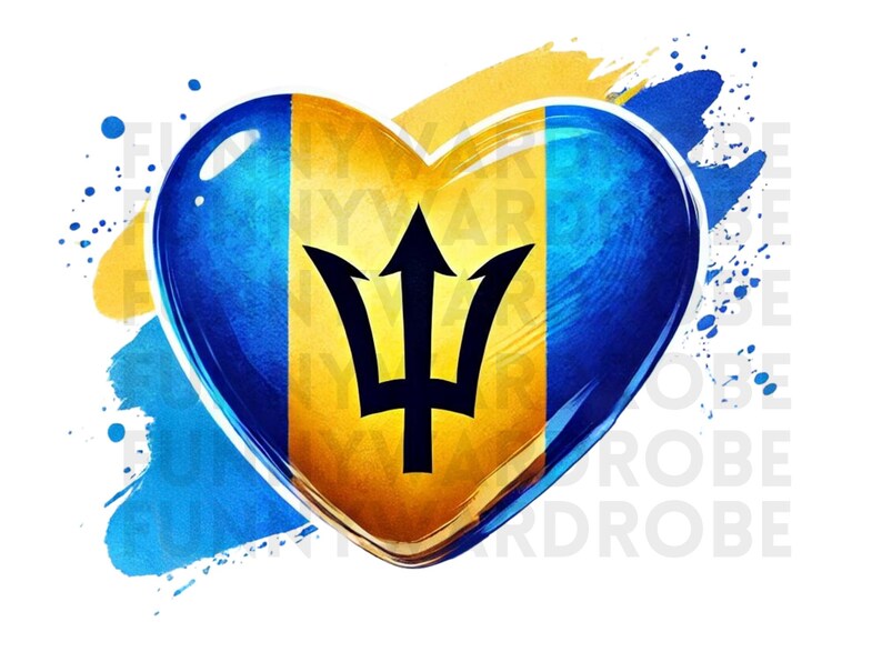 Barbados Flag Heart Watercolor Clipart (digital Download) - Etsy