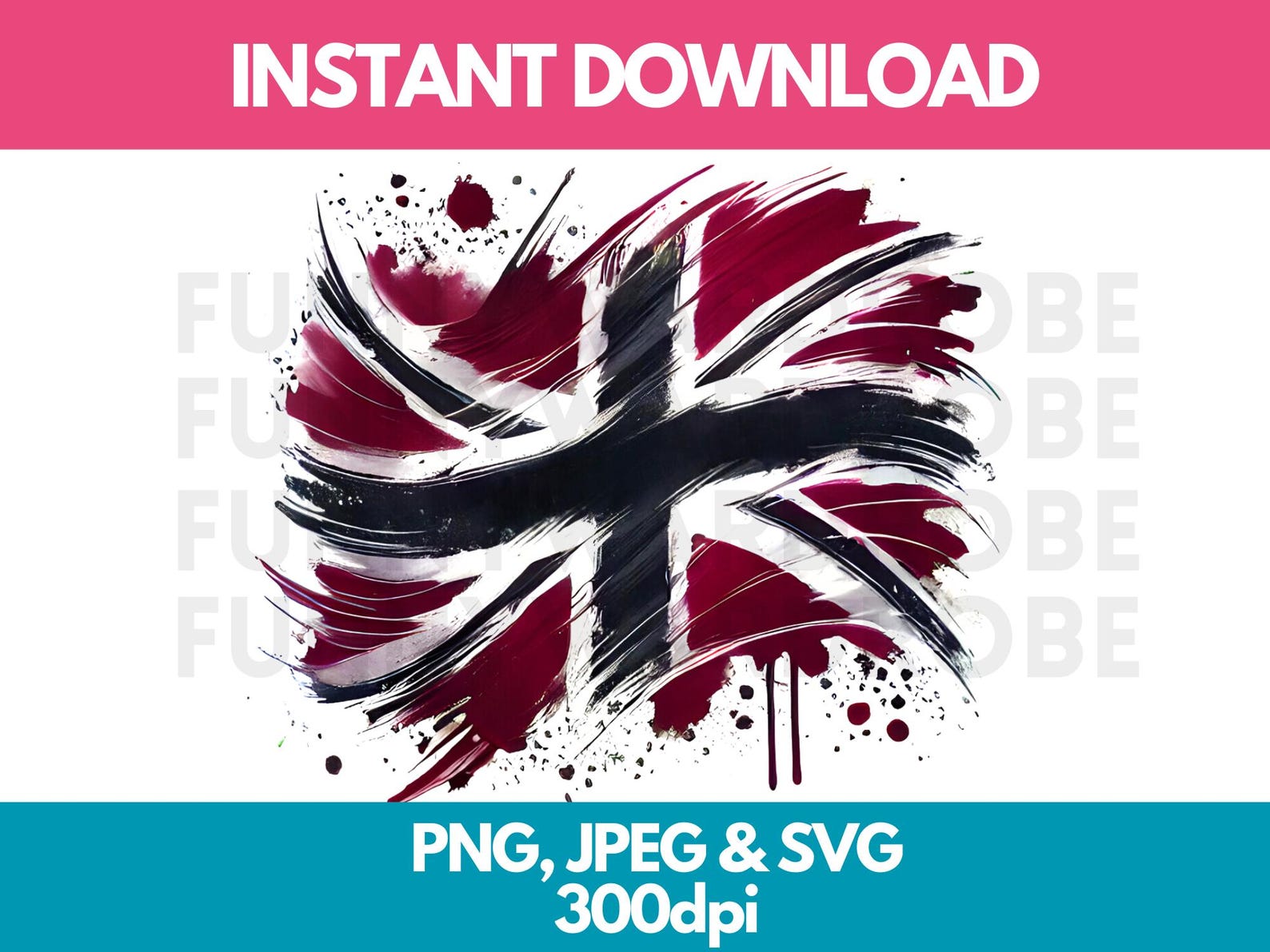 Purple Union Jack Flag Watercolor Effect PNG SVG JPG Digital Clipart ...
