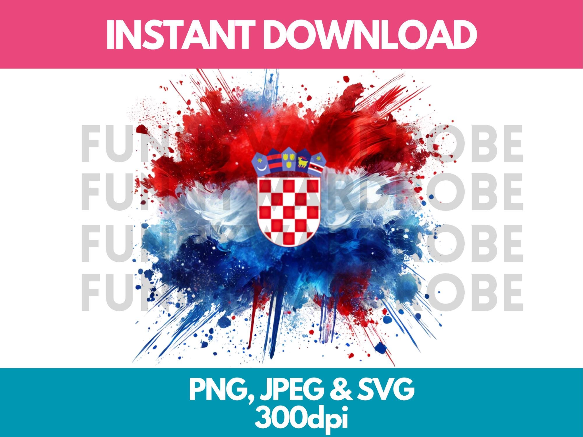 Croatia Flag PNG SVG JPG Watercolor Effect Digital Clipart Clip Art ...