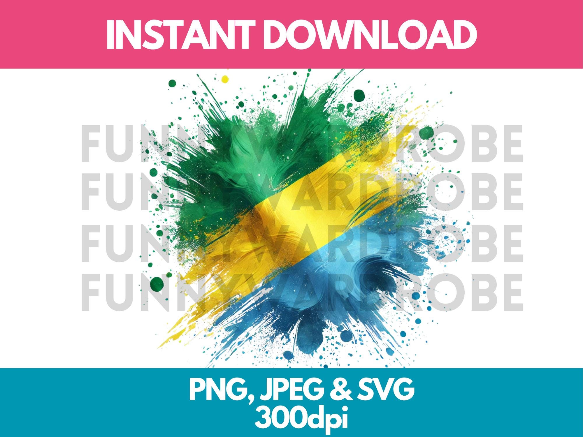 Gabon Flag Watercolor Clipart: PNG SVG JPG Graphic (digital Download ...