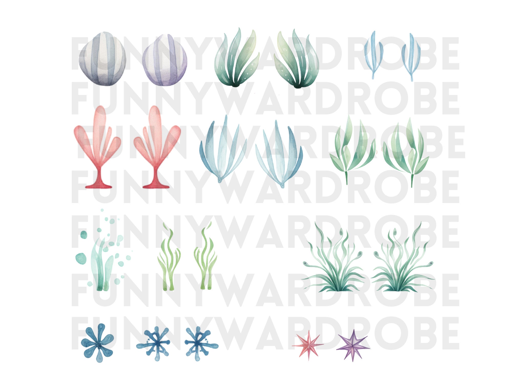 Watercolour Cute Baby Sea Creatures Clipart Bundle Under the Sea ...