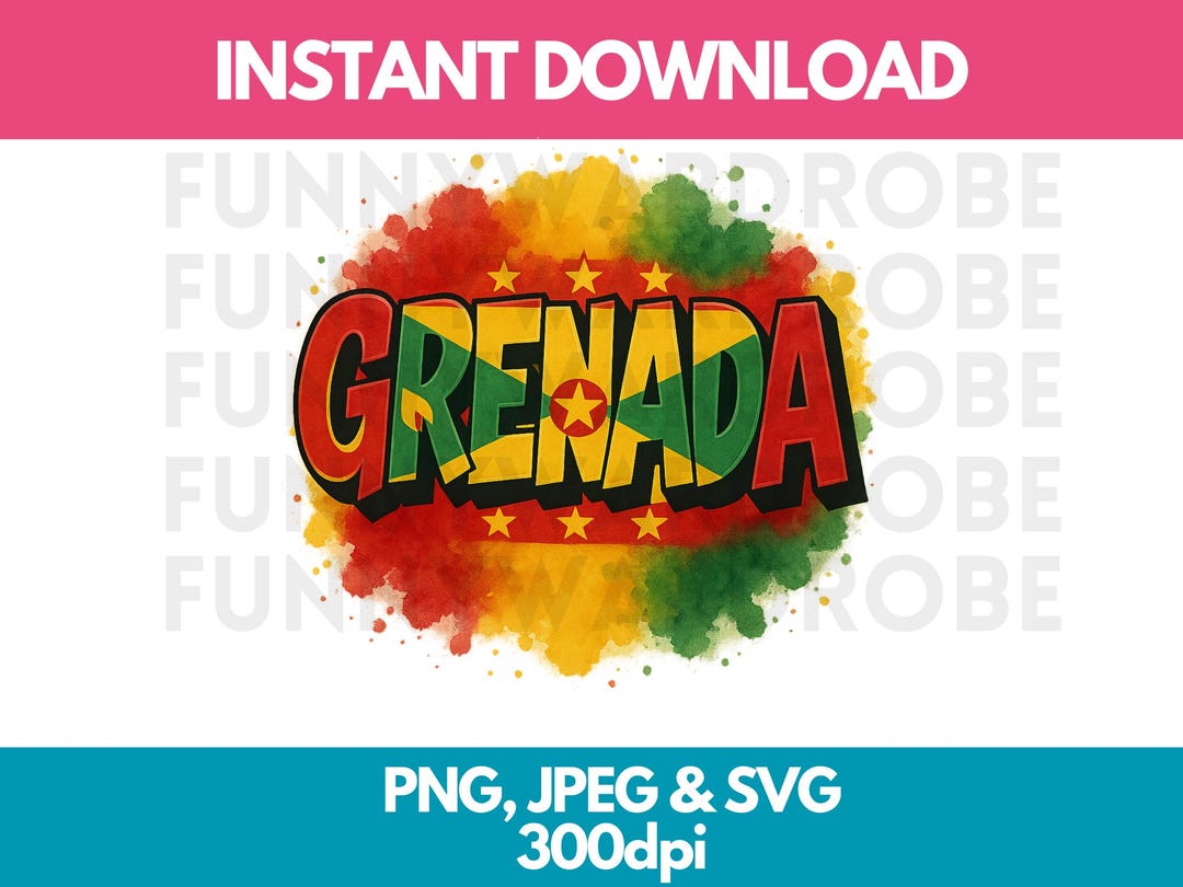 Grenada Flag 3D Graffiti Text Word Art Wordart PNG SVG JPG Digital ...