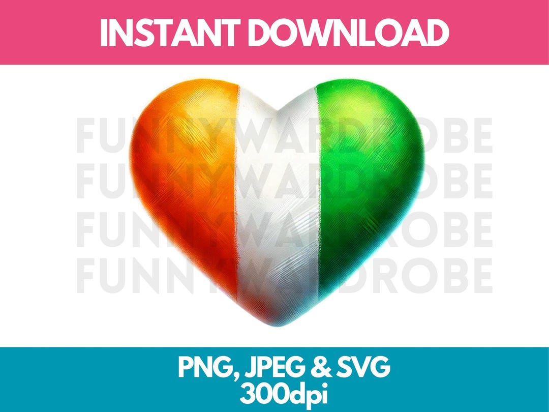 Cote D'ivoire Ivory Coast Flag PNG SVG JPG Heart Watercolor Effect ...