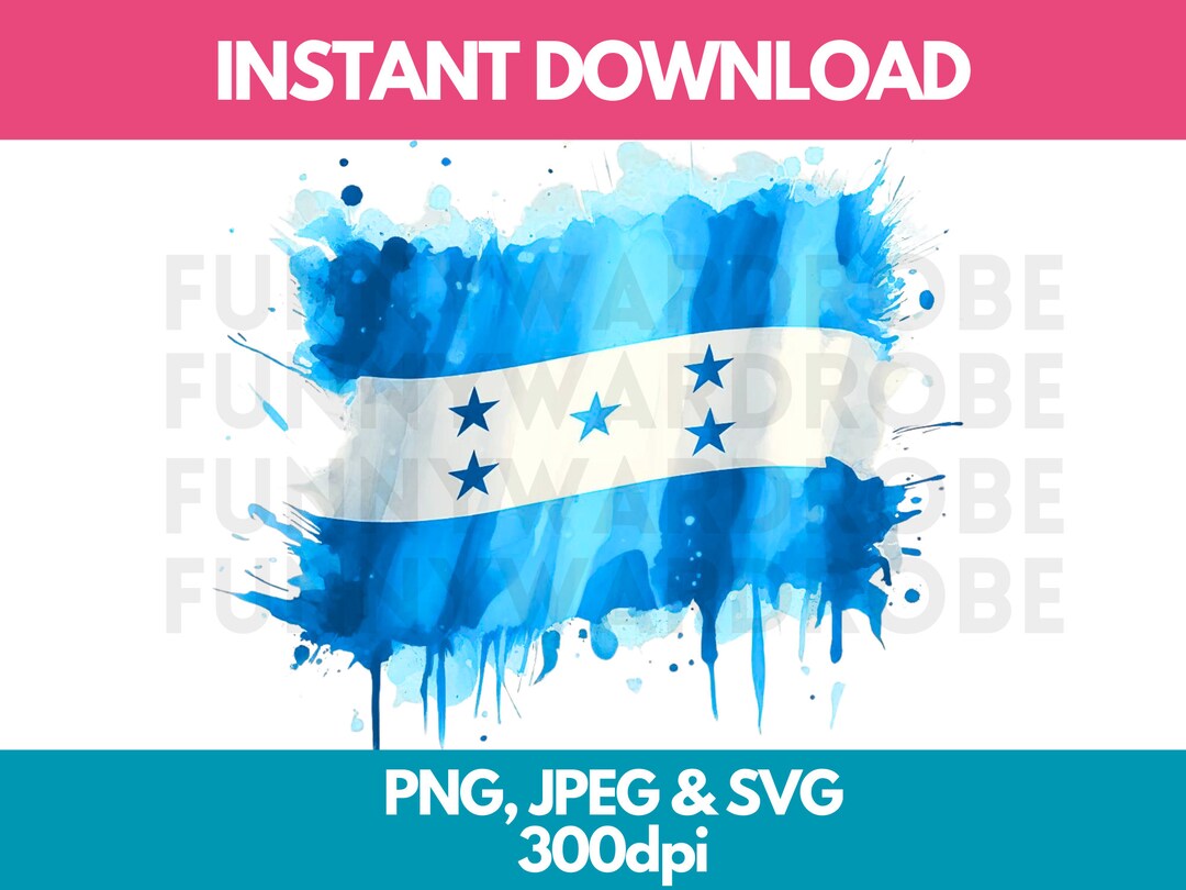 Honduras Flag Watercolor Clipart: PNG SVG JPG (digital Download) - Etsy