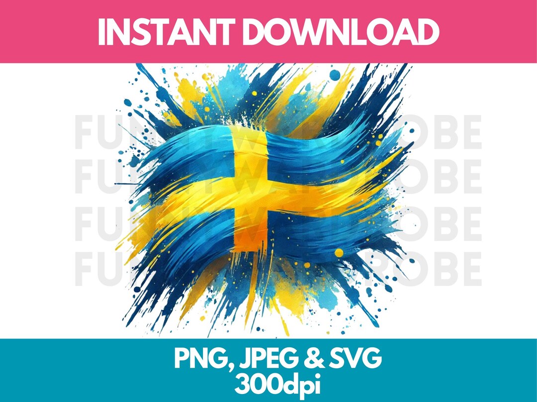 Sweden Flag Watercolor Clipart: PNG, SVG, JPG (digital Download) - Etsy
