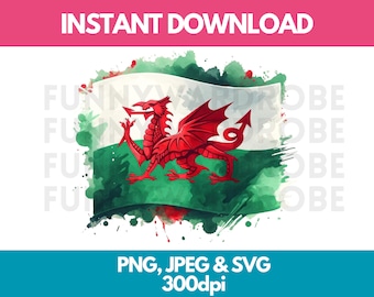 Wales Flag SVG PNG, Love Wales, Wales Svg, Wales Clipart, Wales Png ...