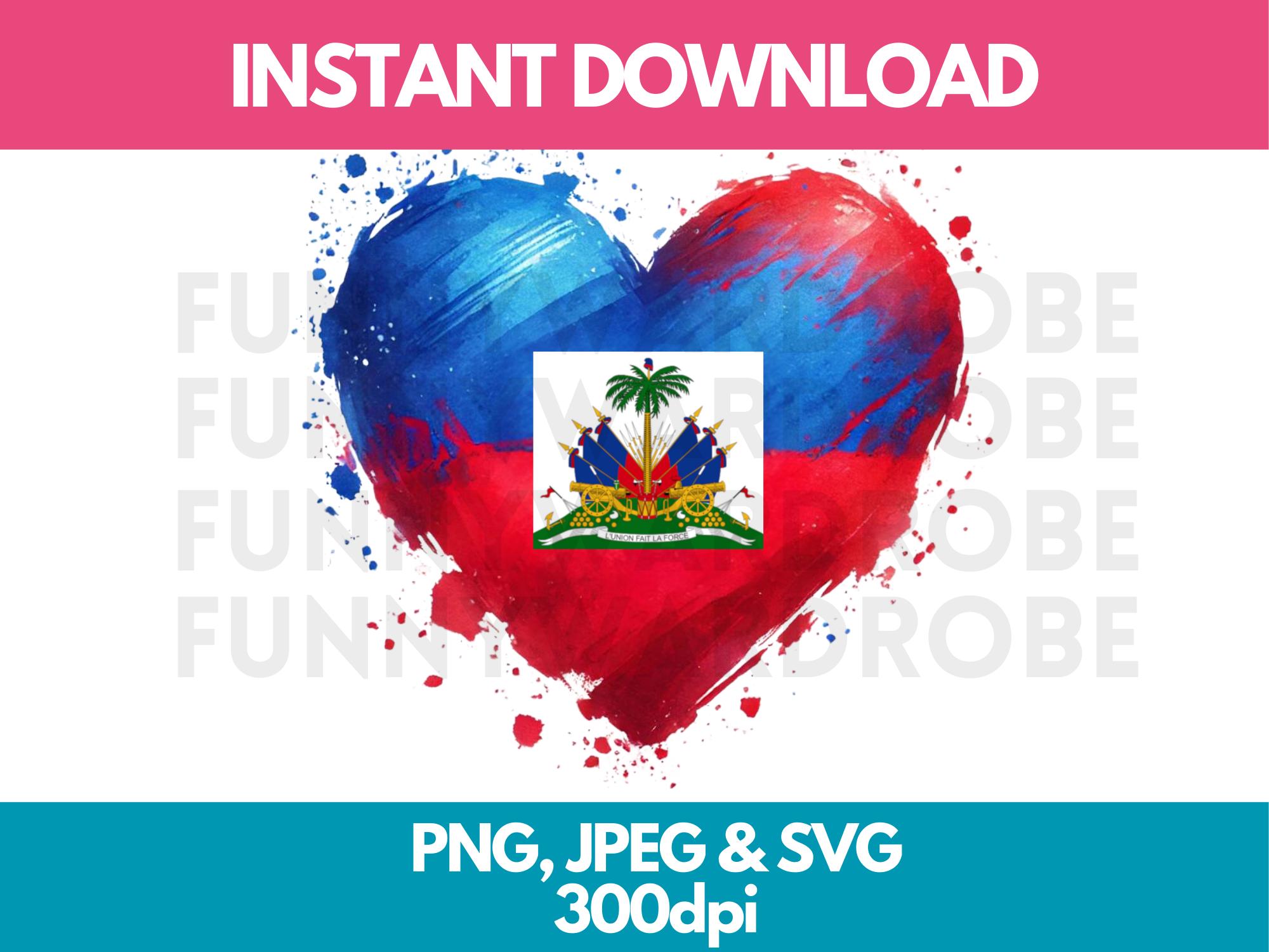 Haiti Heart Flag Watercolor Effect PNG SVG JPG Digital Clipart Clip Art ...