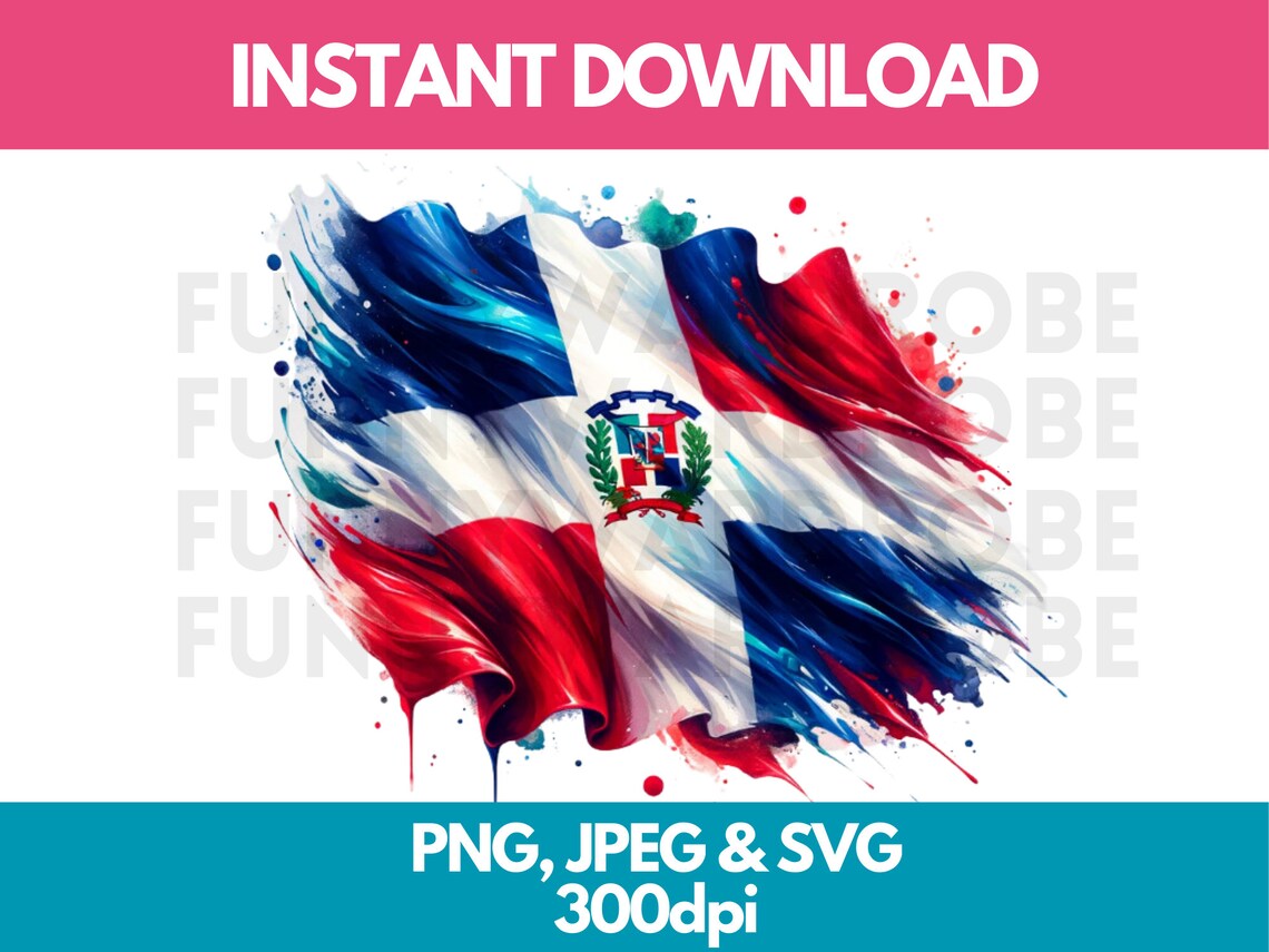 Dominican Republic Flag Watercolor Effect PNG SVG JPG Digital Clipart ...