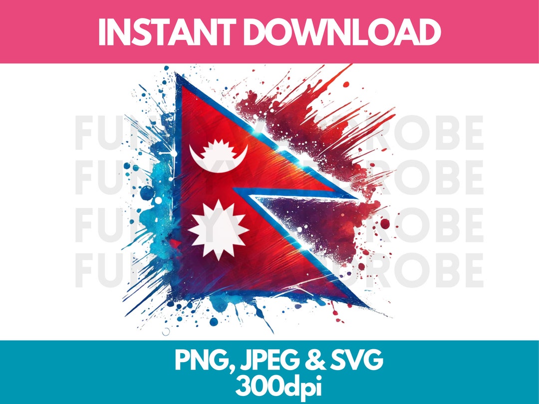 Nepal Flag PNG SVG JPG Watercolor Effect Digital Clipart Clip Art ...