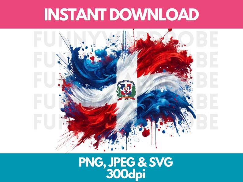 Dominican Republic Flag Watercolor Clipart (PNG, SVG, JPG) - Etsy