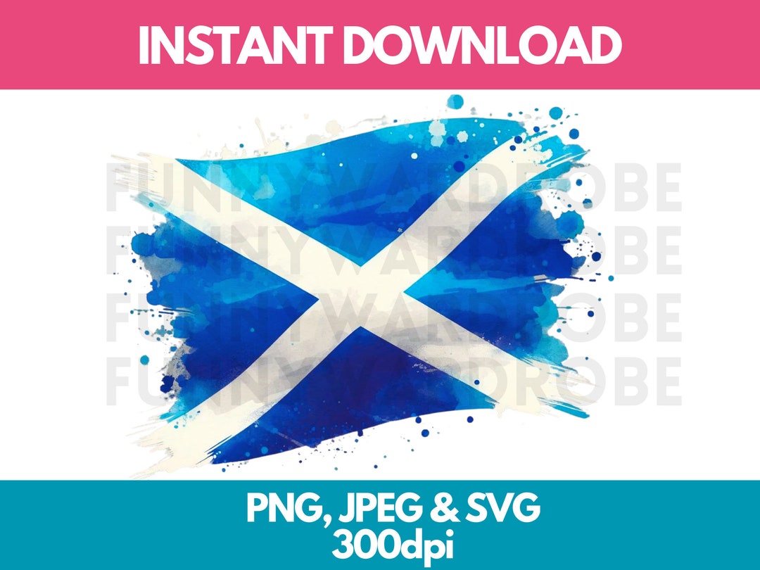 Watercolor Scotland Flag Clipart: Scottish SVG PNG JPG (digital ...