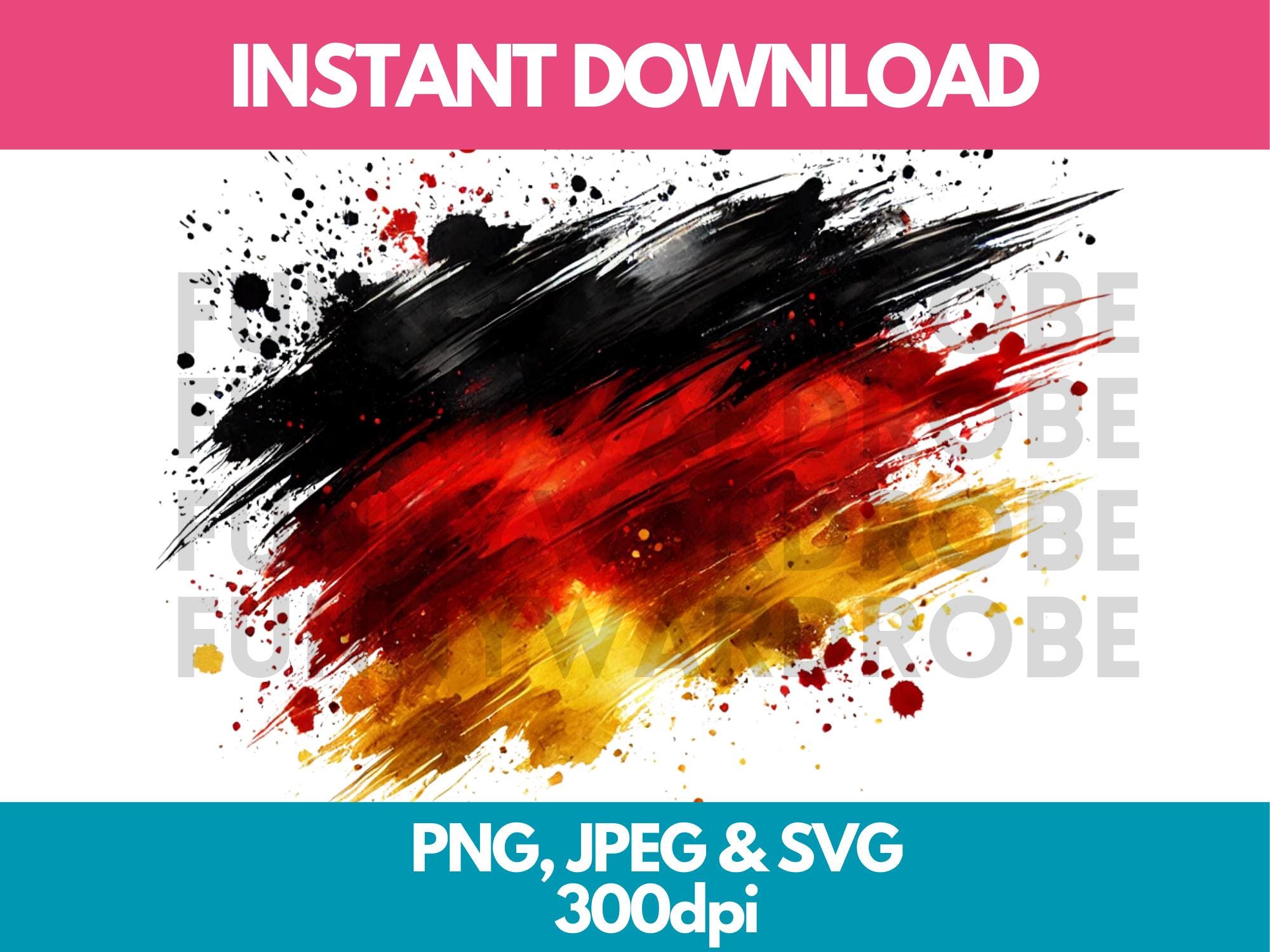 Germany Flag Watercolor Effect PNG SVG JPG Digital Clipart Clip Art ...