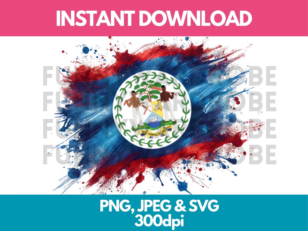 Belize Flag PNG SVG JPG Watercolor Effect Digital Clipart Clip Art ...