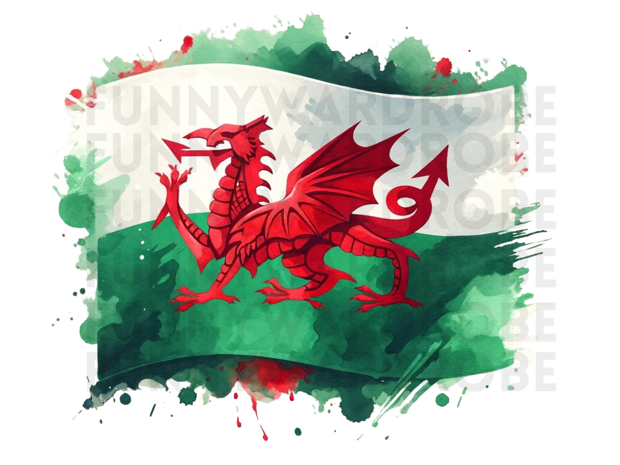 Wales Flag Watercolor Effect PNG SVG JPG Digital Clipart Clip Art ...