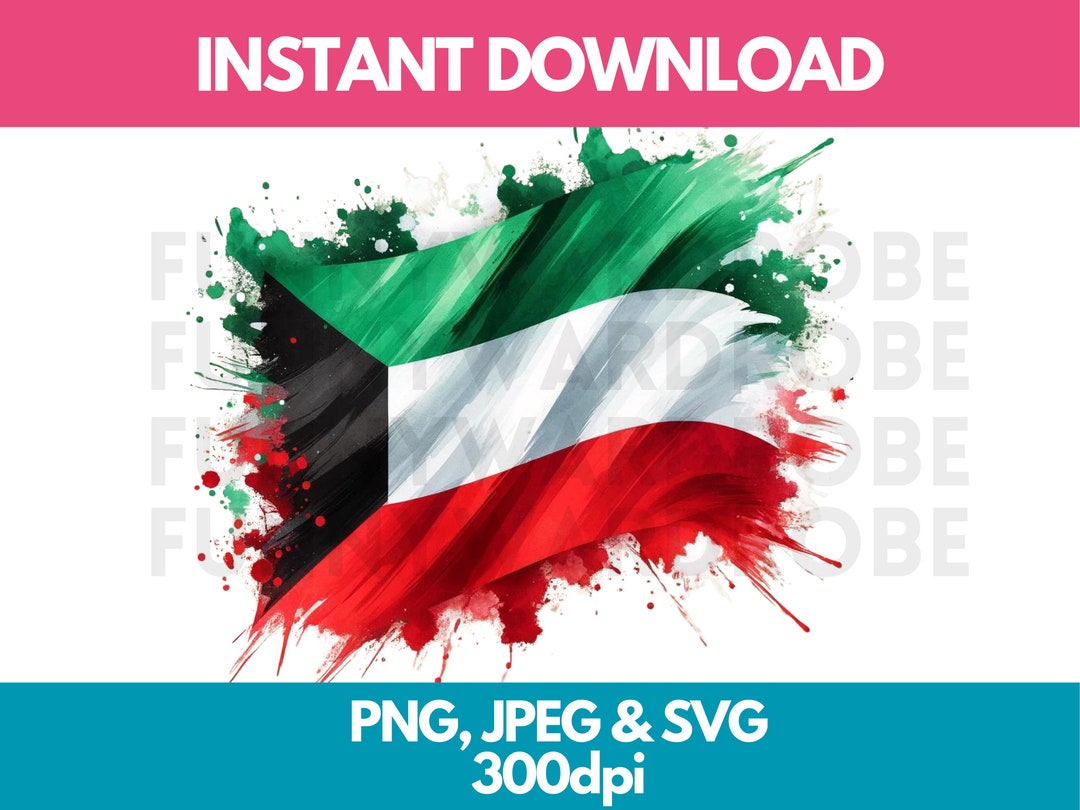 Kuwait Flag Watercolor Clipart: PNG SVG JPG (digital Download) - Etsy