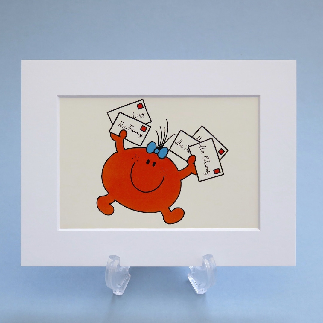 Mr Men Vintage Print, Little Miss Fun in a New Bright White Mount, 6x8 ...