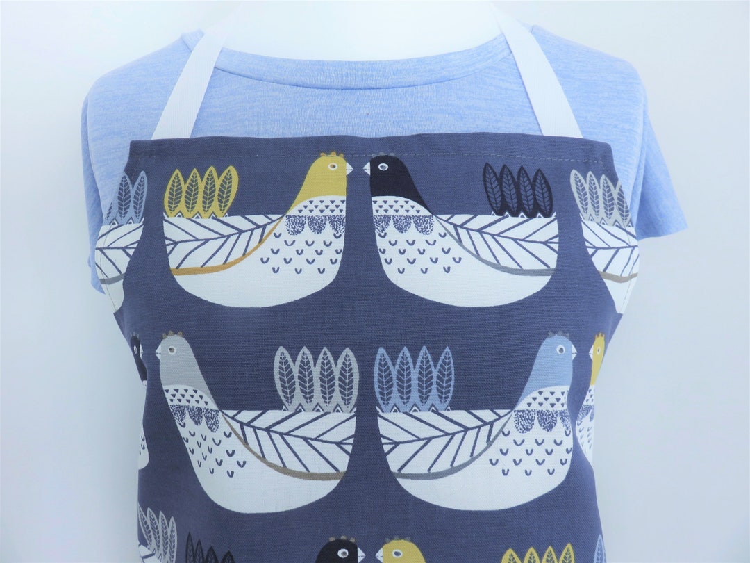 Apron With a Scandi Bird Print in Pure Cotton Fabric. Handmade - Etsy UK