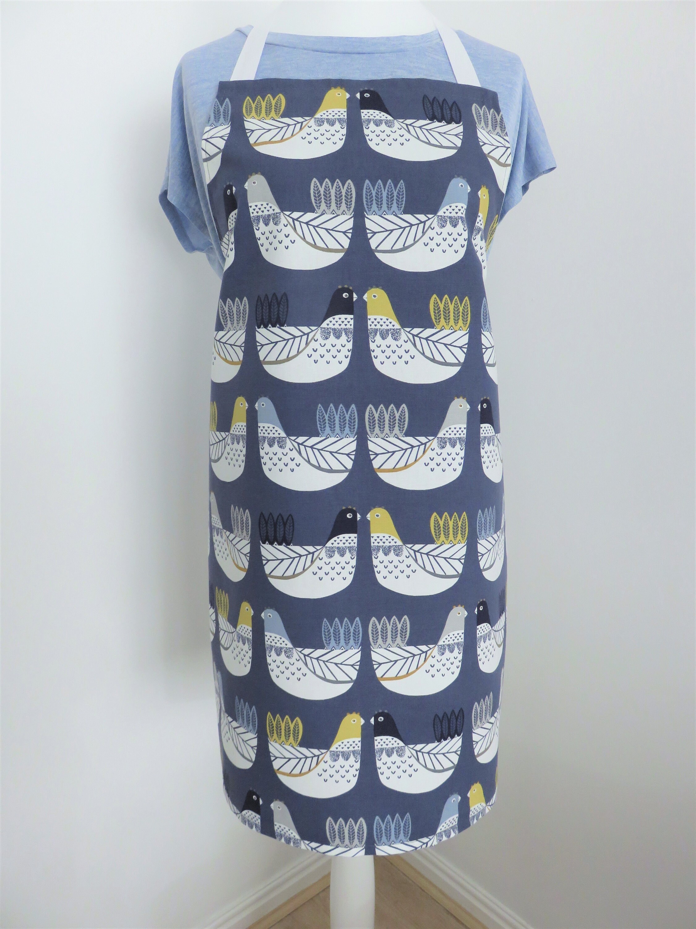 Apron With a Scandi Bird Print in Pure Cotton Fabric. Handmade - Etsy UK