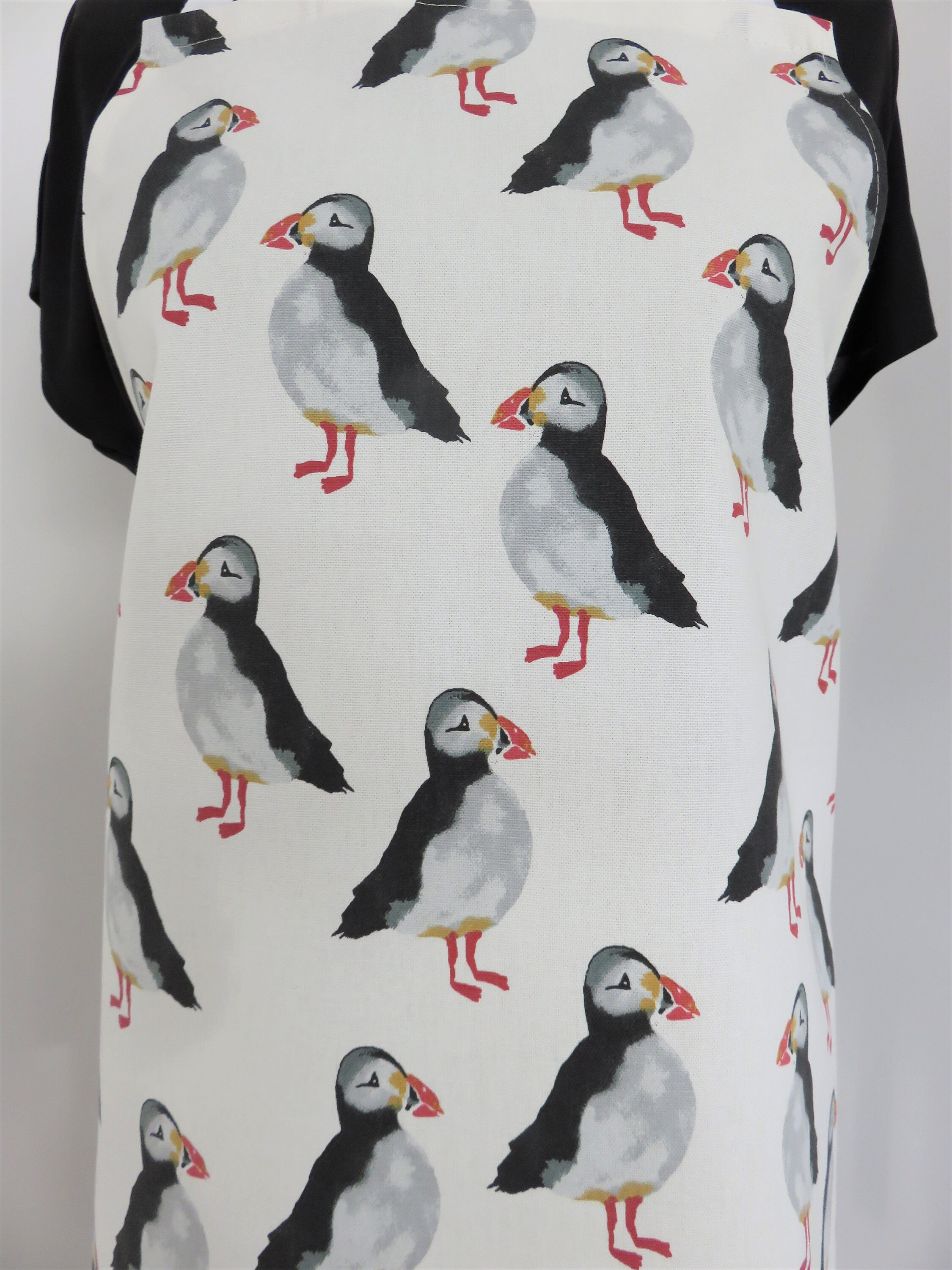 Puffin Bird Print Apron, Pure Cotton Fabric. Handmade Pretty Cooking ...