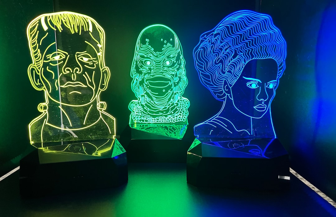 Creature, Frankenstein, and Bride Bust (all 3) Lights - Etsy