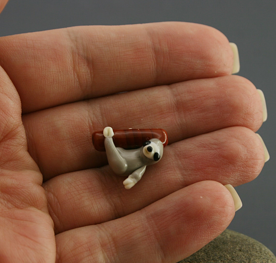 Lampwork Beadsglass Beads Sloth Beads Glass Sloth Glass Figurines ...