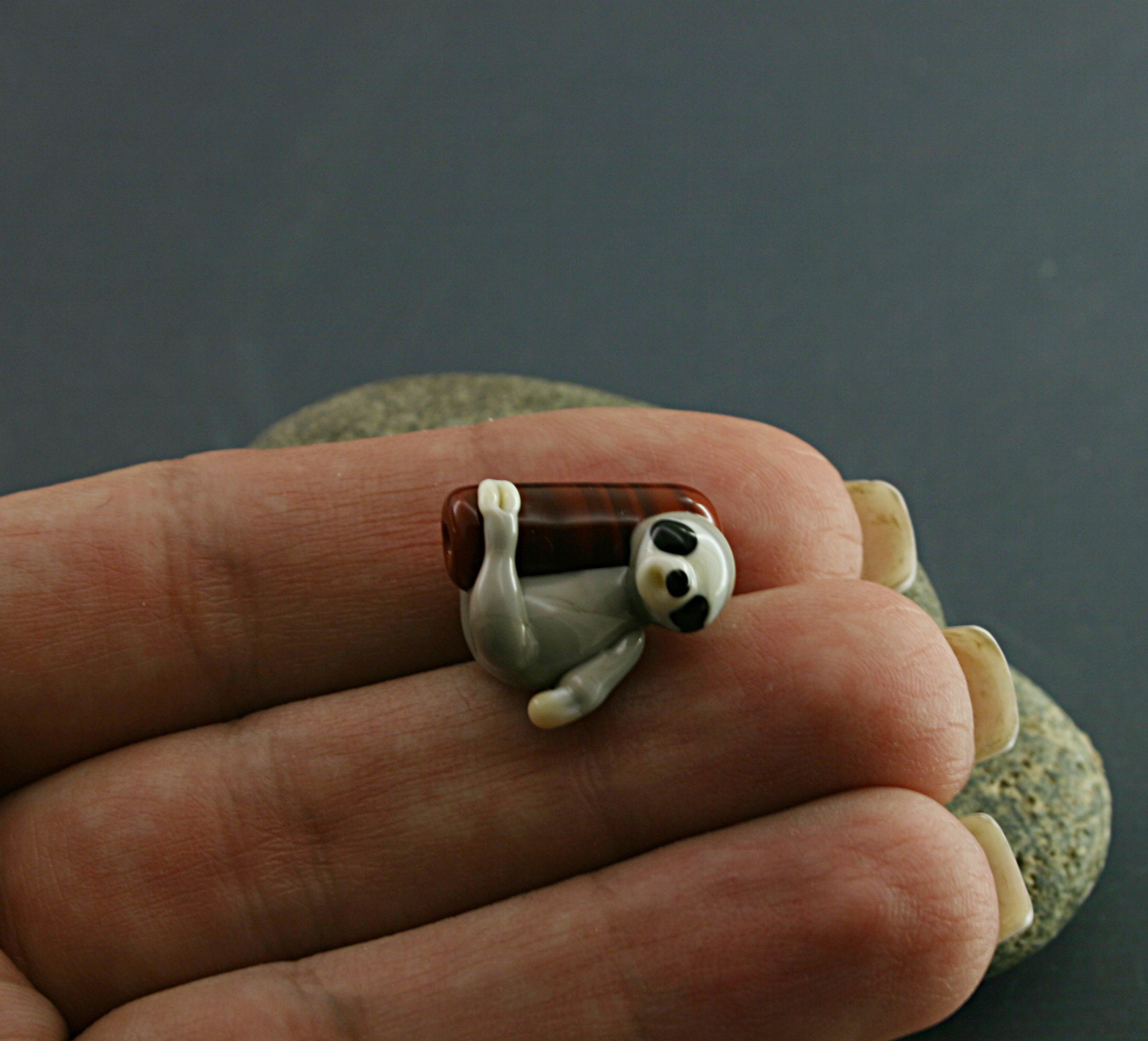 Lampwork Beadsglass Beads Sloth Beads Glass Sloth Glass Figurines ...