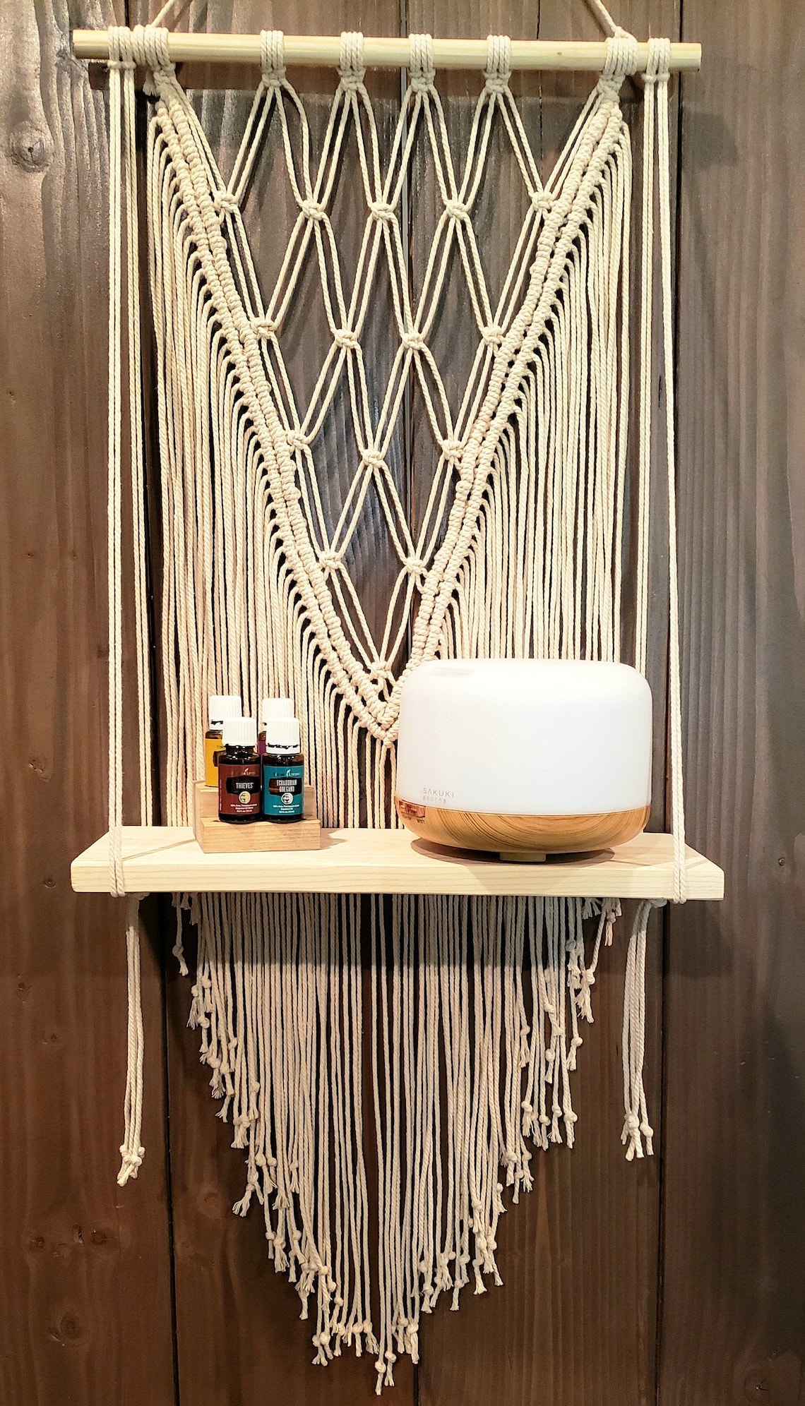 Macrame Hanging Shelf Floating Shelf Wall Shelf Boho | Etsy