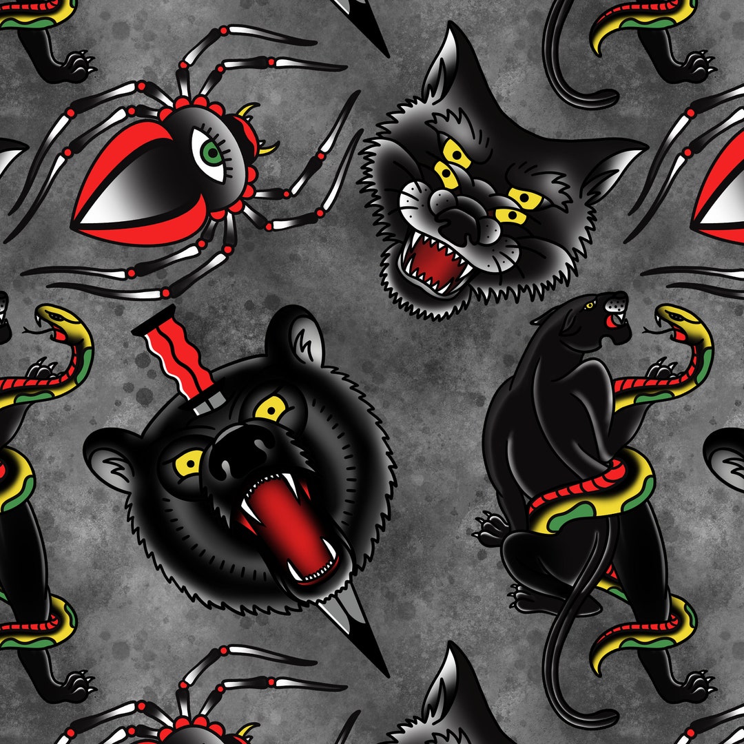 Bundle Traditional Tattoo Pattern Digital Surface Pattern Print Your ...