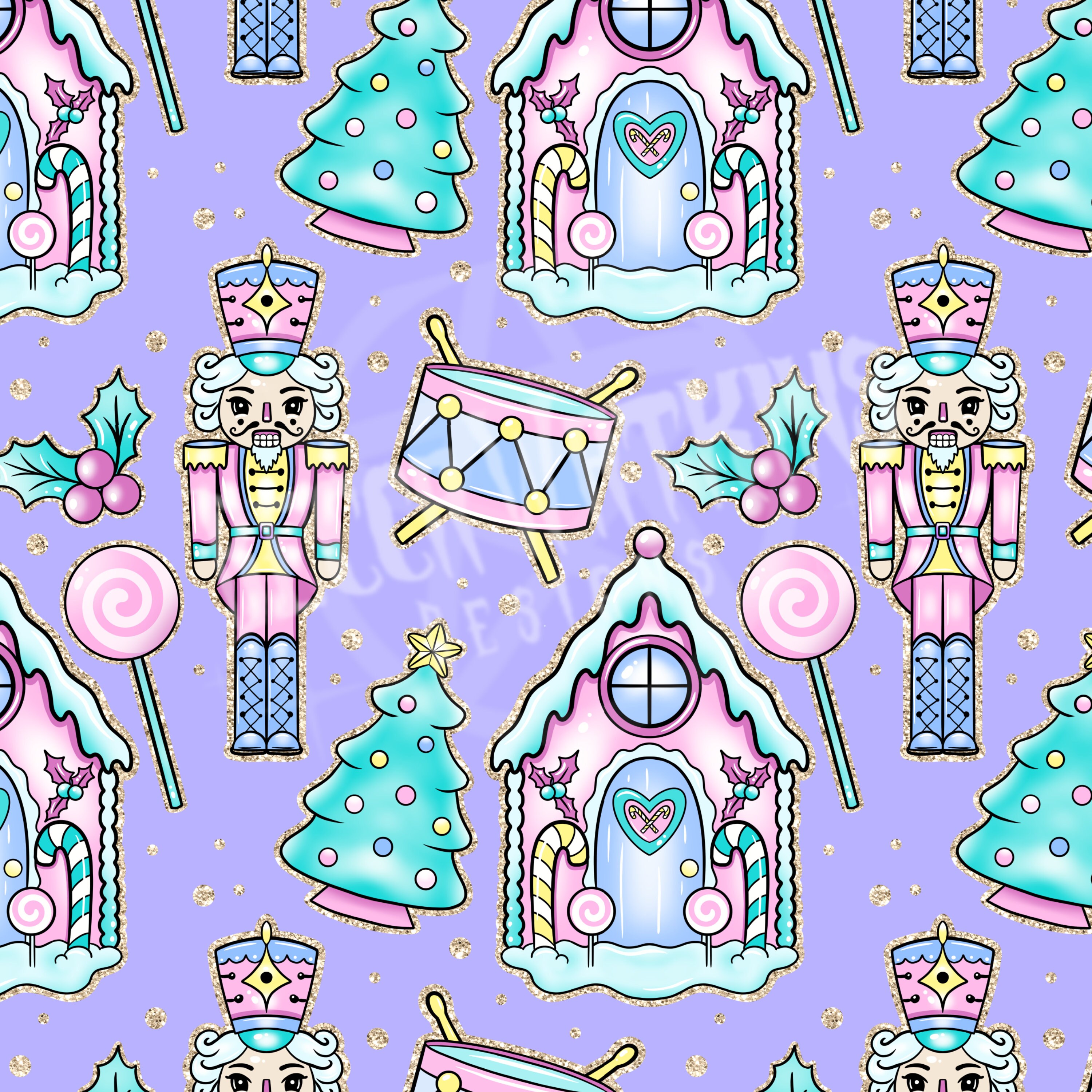 Pastel Christmas Seamless Digital Files for Download Set Nutcracker - Etsy