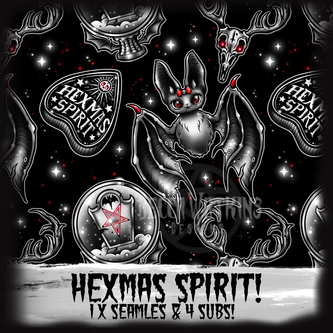 Hexmas Spirit Digital Seamless Pattern, Sublimation Design, Spooky Witchcraft Christmas Tumbler ...