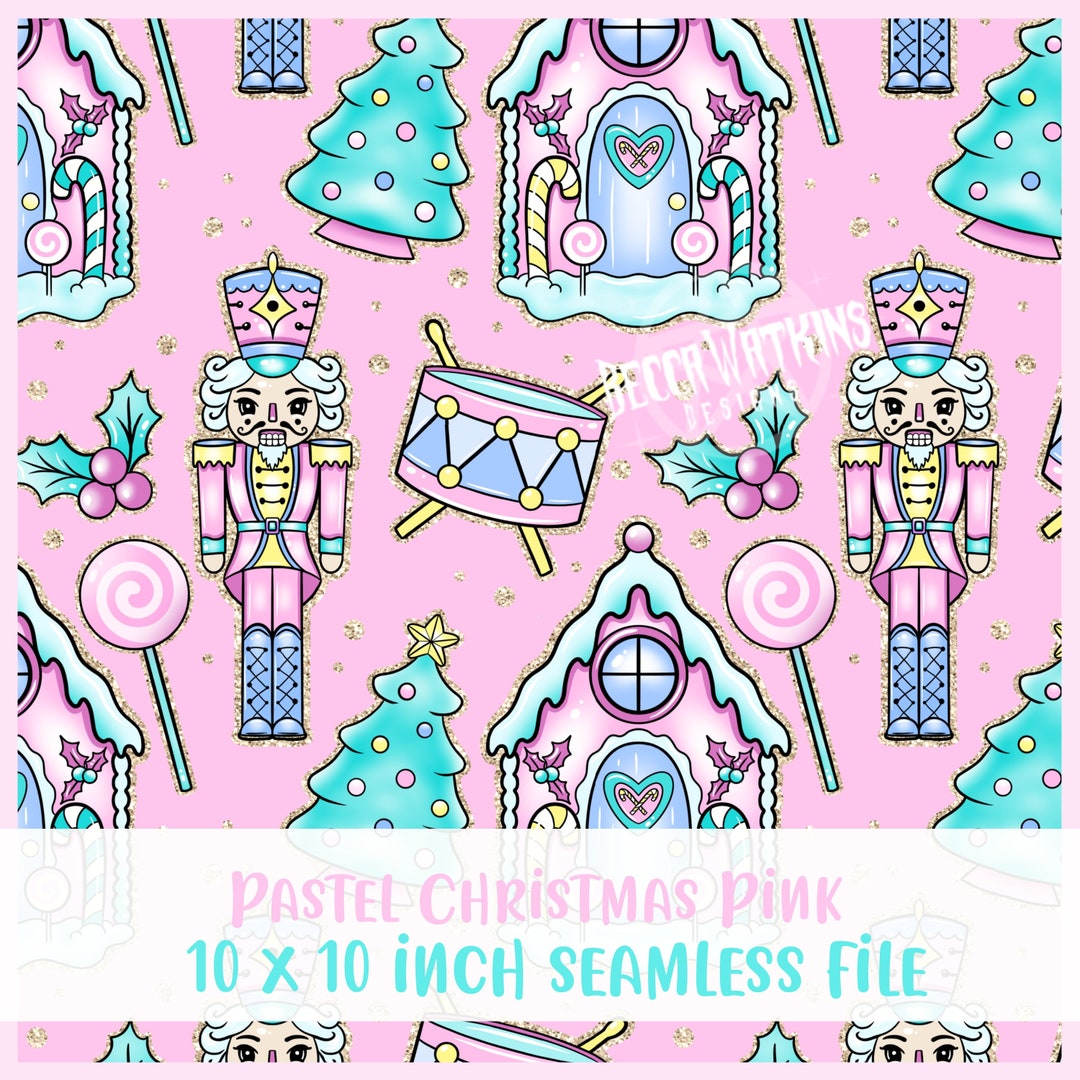 Pink Pastel Christmas Seamless Digital Pattern File for Download Png ...