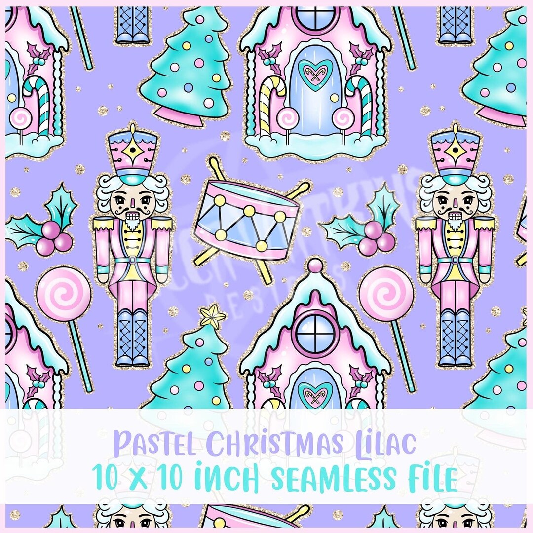Lilac Pastel Christmas Seamless Digital Pattern File for Download Png ...