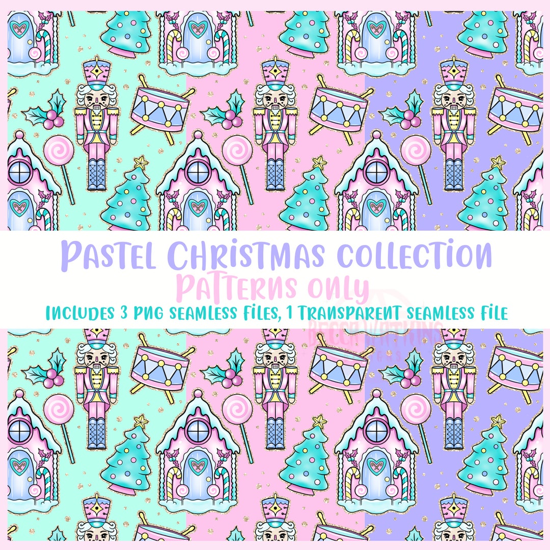 Pastel Christmas Seamless Digital Files for Download Set Nutcracker - Etsy