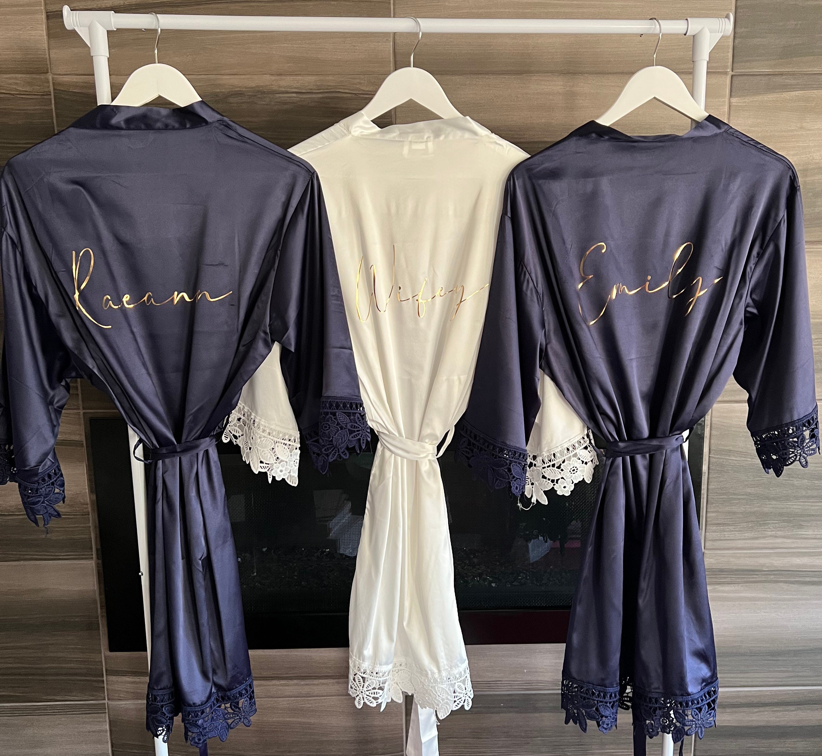 Bridesmaid Robes Bridesmaid Lace Robes Navy Bridal Robes Bridal Party ...