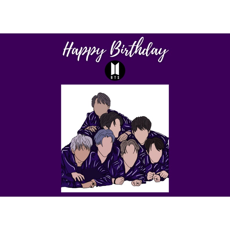 BTS Purple Birthday Card Bts Printable Card Bts Army - Etsy