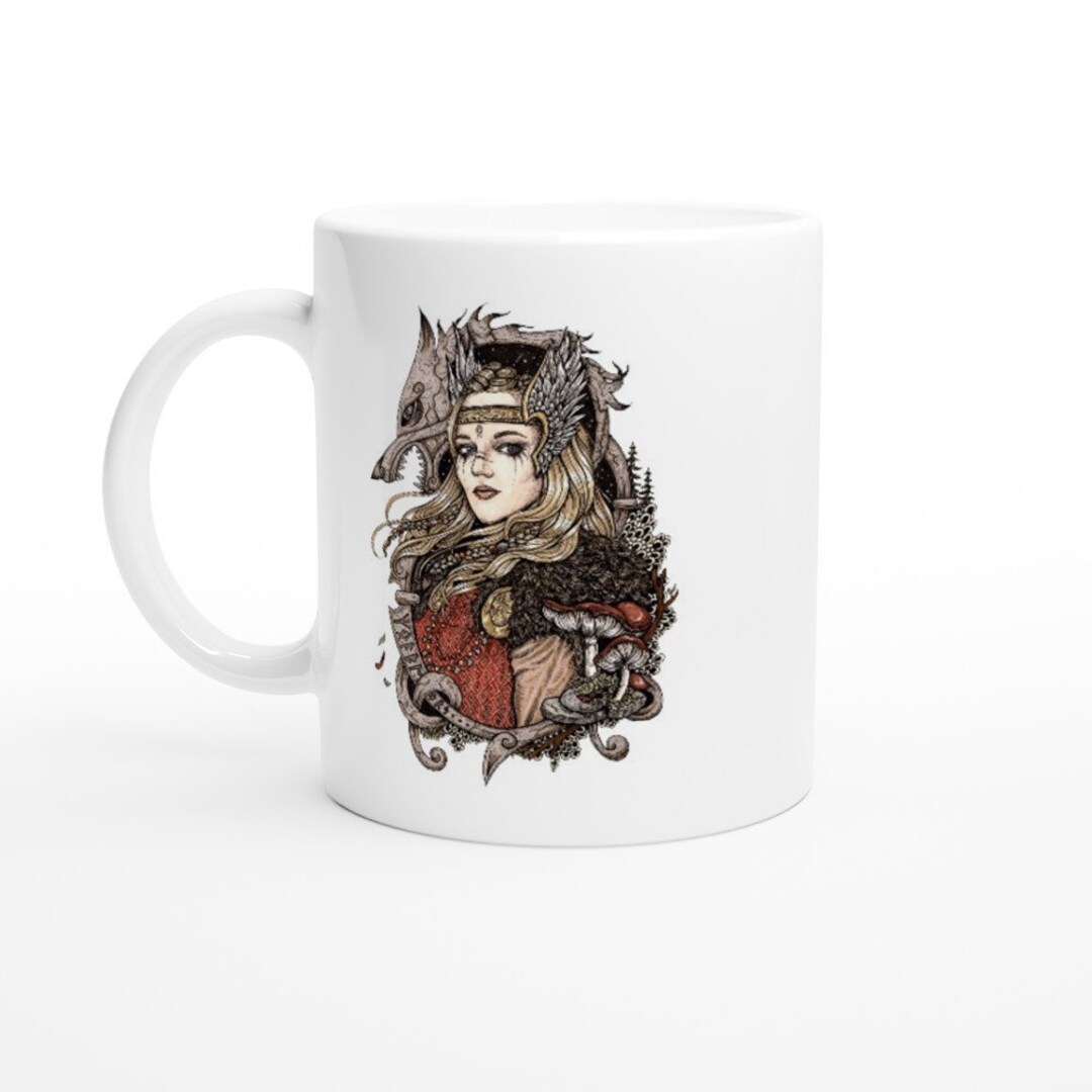 Viking Mug - Valkyrie With a Wolf - Etsy